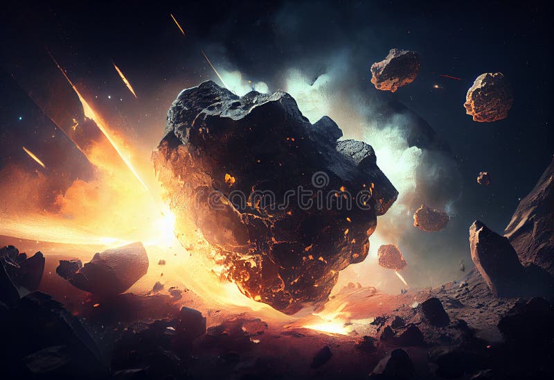Asteroid with Fire in Space,asteroids Belt, Minor or Dwarf Planet in ...