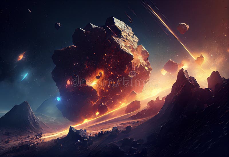Asteroid with Fire in Space,asteroids Belt, Minor or Dwarf Planet in ...