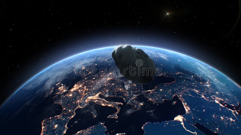 Asteroid Flies Towards Earth. Dangerous Approach of Meteorite To Planet ...