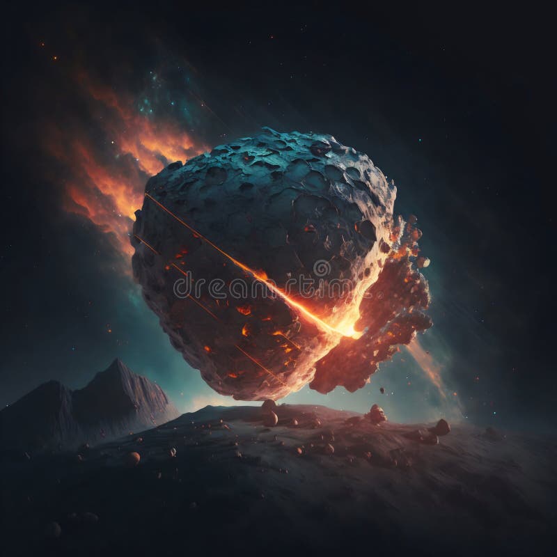 Asteroid Flying in Space. Generative AI Stock Illustration ...