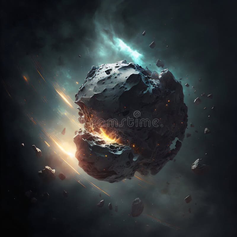 Asteroid Flying in Space. Generative AI Stock Illustration ...