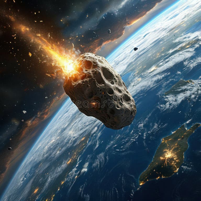 An Asteroid is Flying Towards Earth, a Disaster Stock Photo - Image of ...