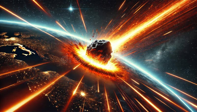 Asteroid Hurtling Towards Earth, Global Threat. Visualizes Extinction ...