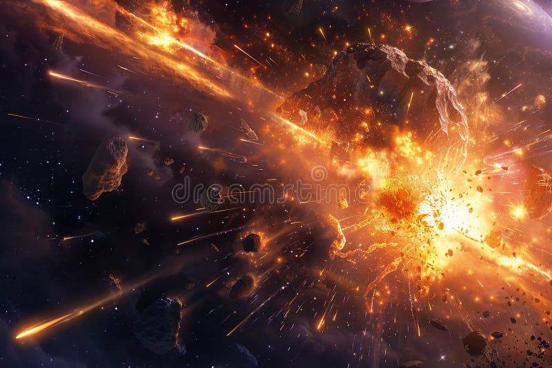 Asteroid Impact a Cosmic Catastrophe Stock Illustration - Illustration ...