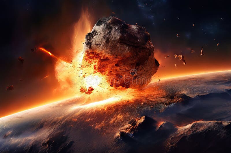 Asteroid Impact a Collision between an Asteroid and the Earths S Stock ...