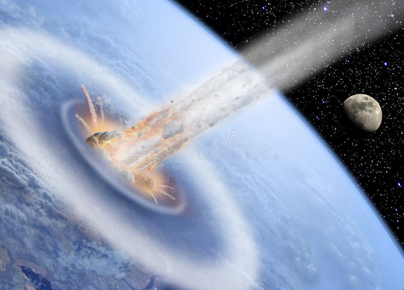 Asteroid impact on Earth stock illustration. Illustration of armageddon ...