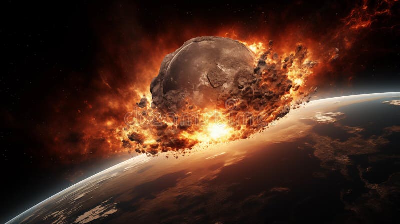 Asteroid Impact on Earth stock photo. Image of destruction - 315449582