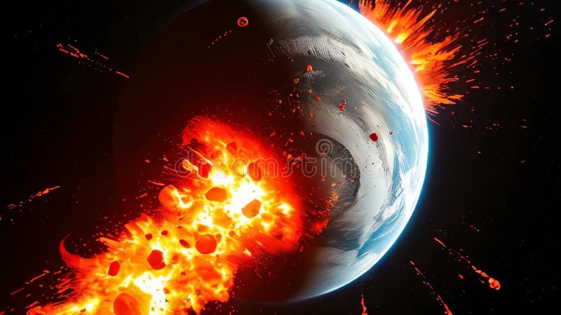 Asteroid impact explosion stock footage. Video of asteroid - 342108958