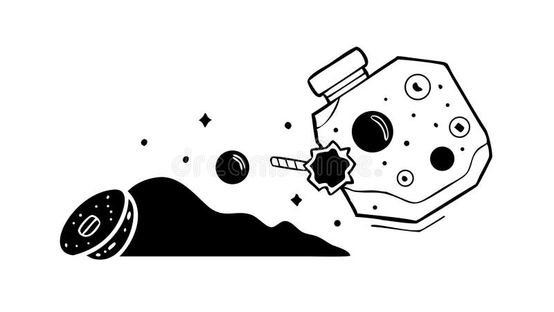 Asteroid Impact and Meteorite Collision Event Icon, Vector Design ...