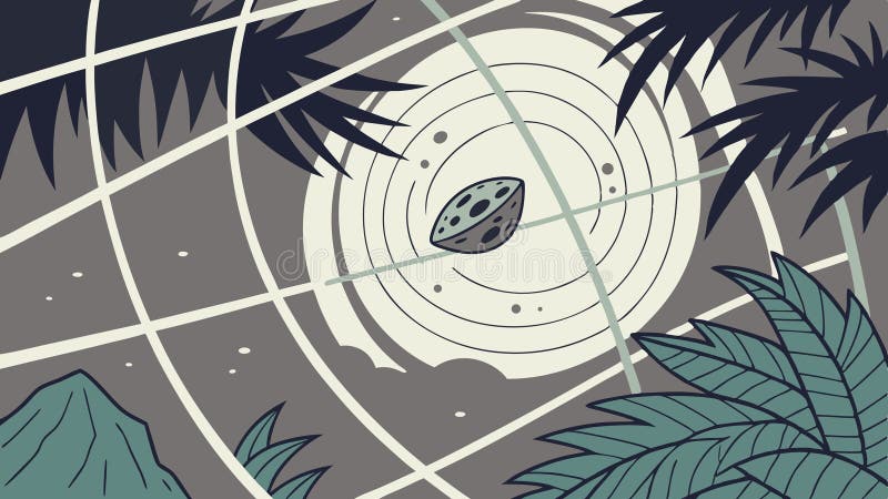 Asteroid Impact on Planet with Targeting Grid Overlay, Vector, Vector ...