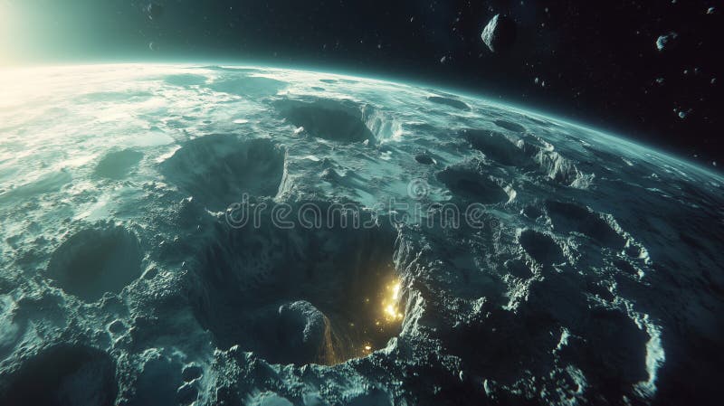 Asteroid Impact Simulation Shows Craters and Devastation on Earth Stock ...