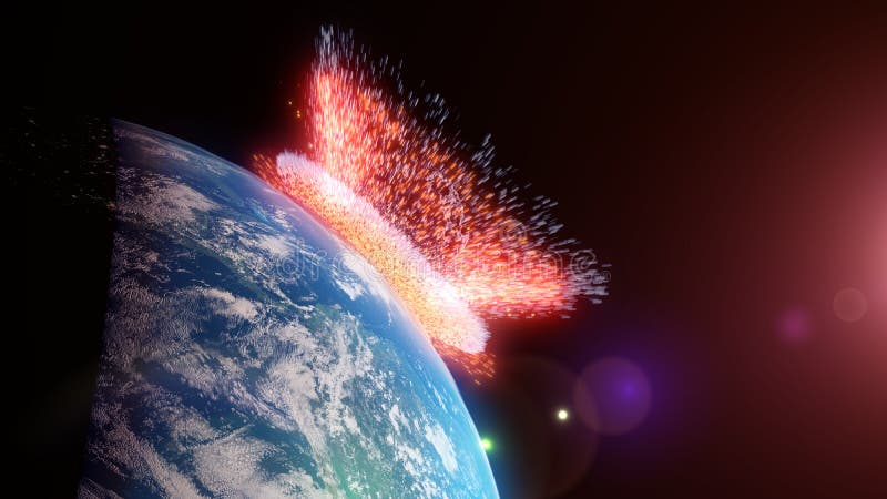 An asteroid impacts earth stock illustration. Illustration of collision ...