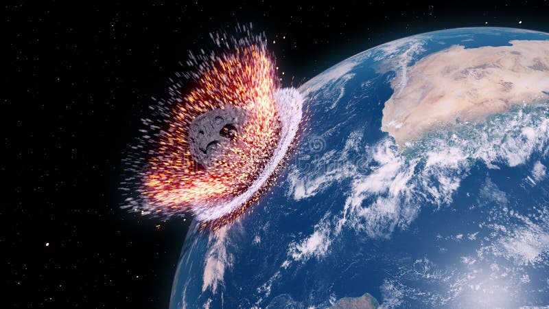 An asteroid impacts earth stock illustration. Illustration of orbit ...