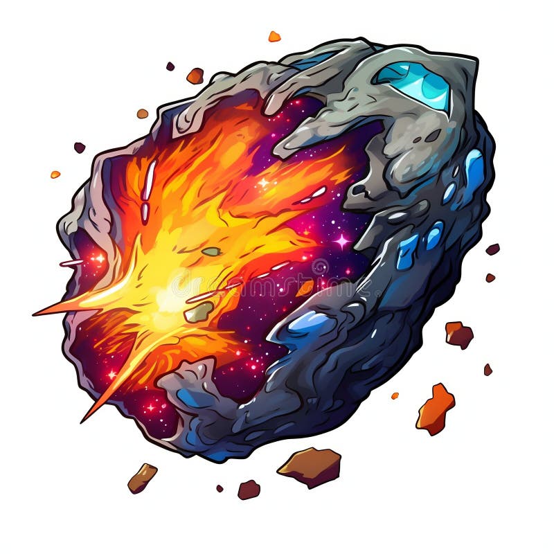Asteroid Isolated on White Background. Generative Ai Stock Illustration - Illustration of body ...