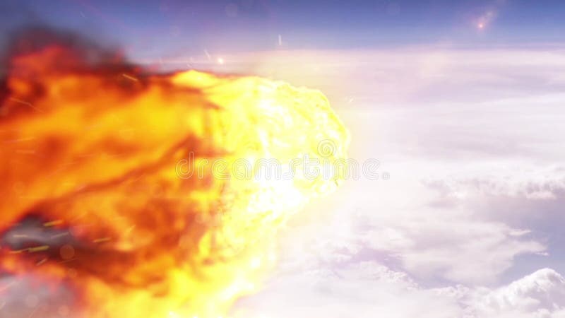 Asteroid Meteor Entering Atmosphere Clouds Space Fire Burn Universe 3D ...