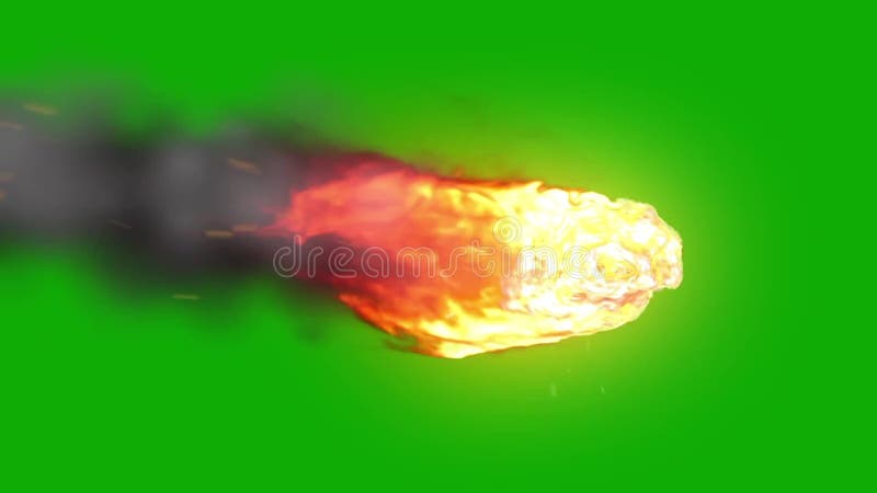 Asteroid Meteor Entering Atmosphere Green Screen Space Fire Burn ...