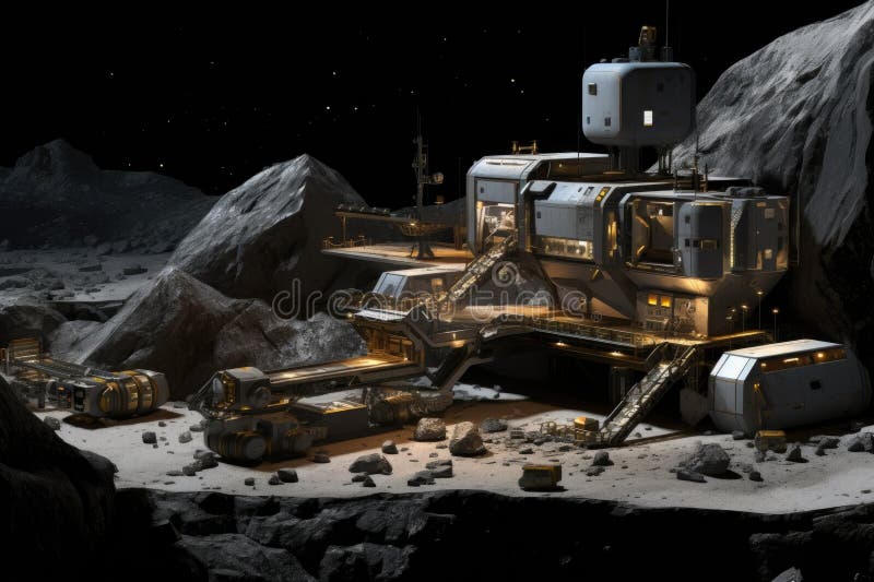 Asteroid Mining Habitat Module Designs and Layouts Stock Illustration ...