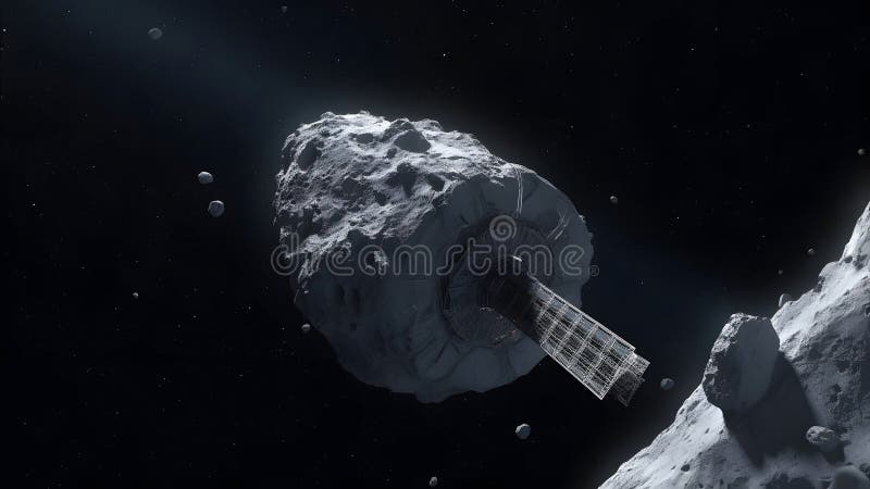 Asteroid Mining in Open Space, Neural Network Generated Image Stock Illustration - Illustration ...
