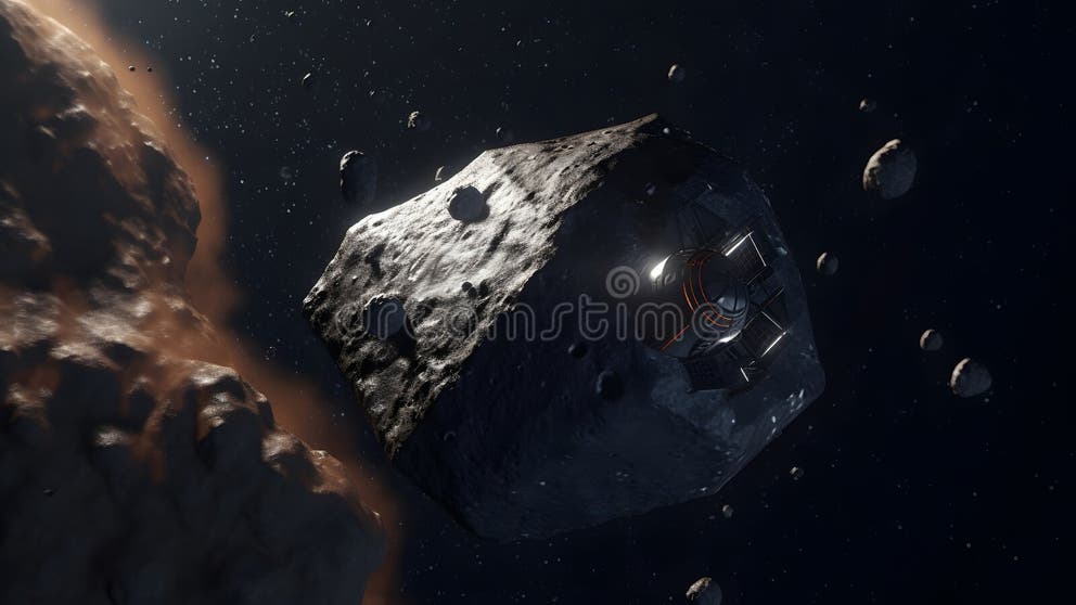 Asteroid Mining in Open Space, Neural Network Generated Image Stock Illustration - Illustration ...