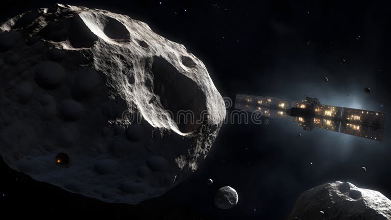 Asteroid Mining in Open Space, Neural Network Generated Image Stock Illustration - Illustration ...