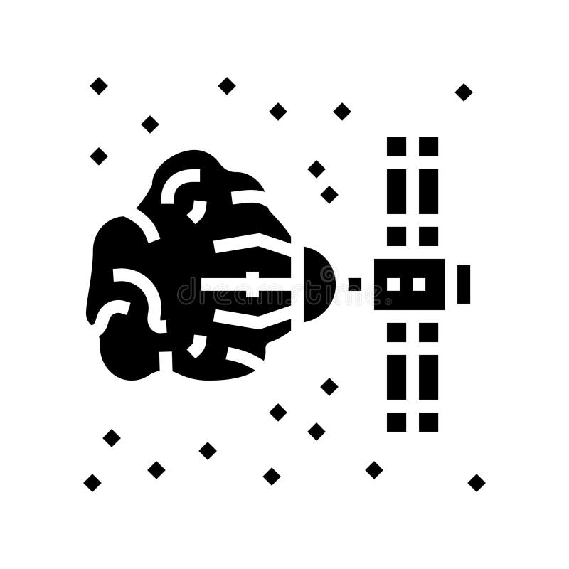 Asteroid Mining Space Exploration Glyph Icon Vector Illustration Stock ...