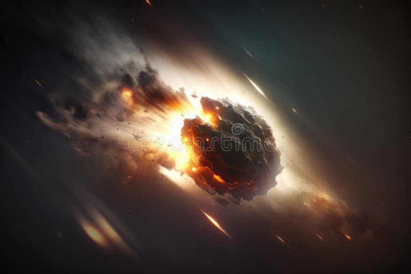 An Asteroid Split with an Exploding Weapon Stock Illustration ...