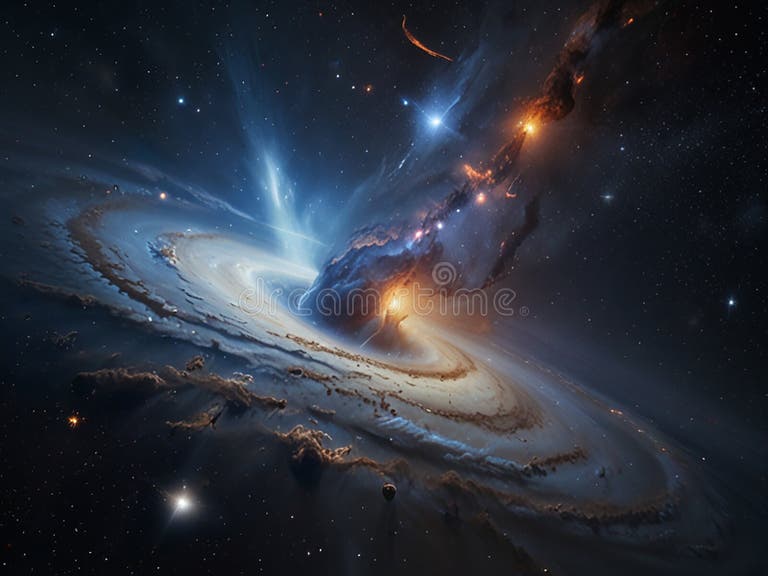 Asteroid Storm in the Andromeda Galaxy Stock Illustration ...