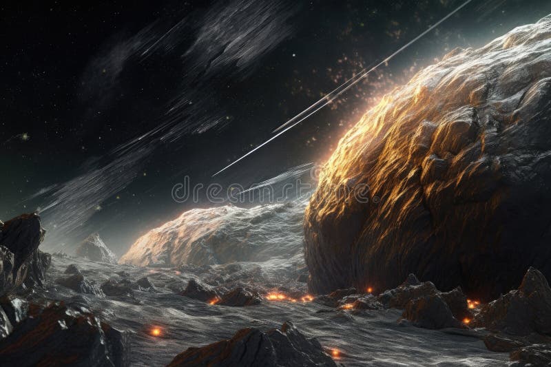 Asteroid Surface with a Rare, Gleaming Metallic Element Stock ...