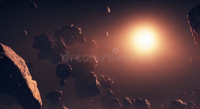 Asteroids Asteroid Belt Orbiting the Sun Stock Illustration - Illustration of closeup, asteroids ...