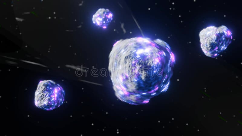 Asteroids Flies through Space To the Earth. Seamless Loop 3d Animation. Outer Space. Space and ...