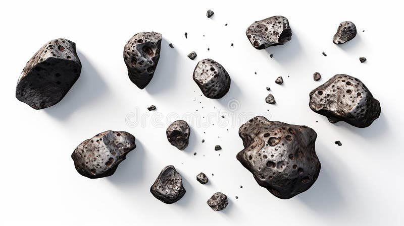 Asteroids Isolated on a Transparent Background Stock Illustration ...