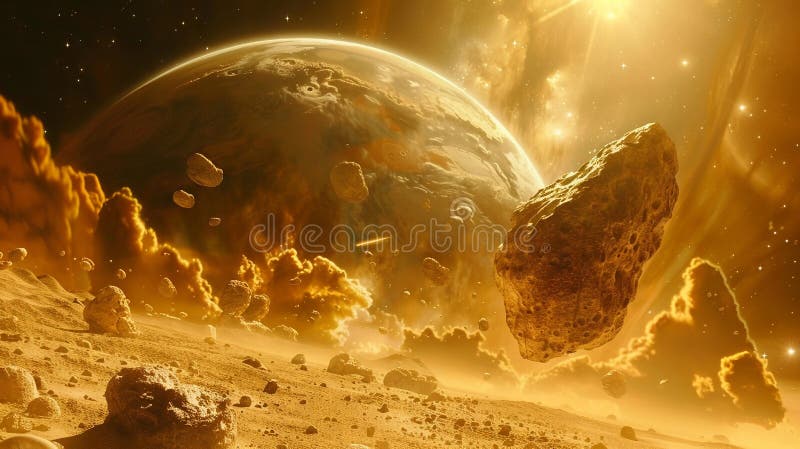 Asteroids in a Science Fiction Setting, Floating between Mars and ...