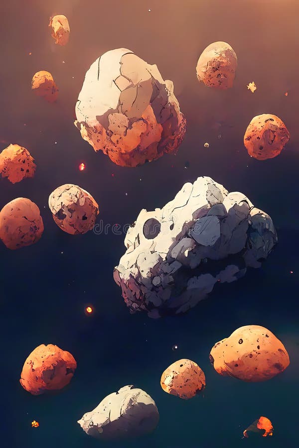 Asteroids Shooting through Space and Stars, Impact Stock Photo - Image ...