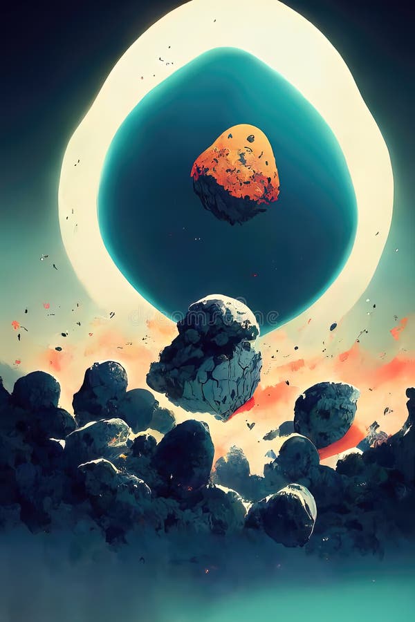 Asteroids Shooting through Space and Stars, Impact Stock Photo - Image ...