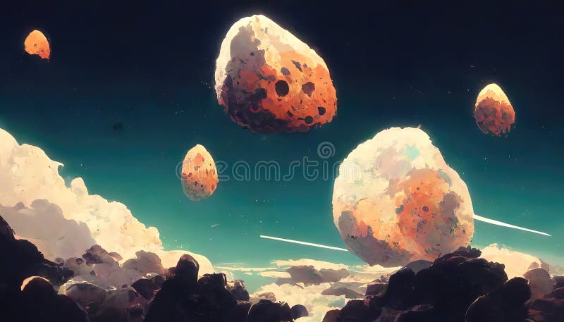 Asteroids Shooting through Space and Stars, Impact Stock Illustration ...