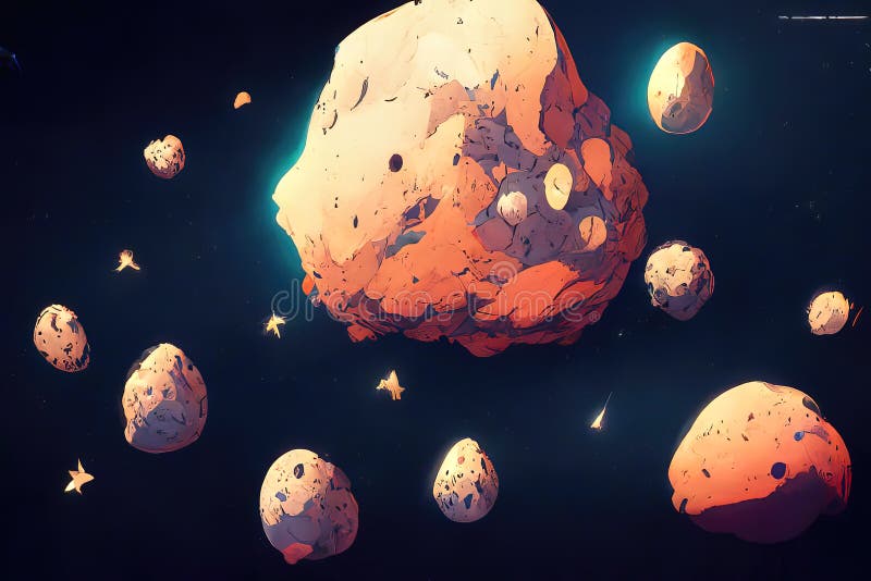 Asteroids Shooting through Space and Stars, Impact Stock Illustration ...