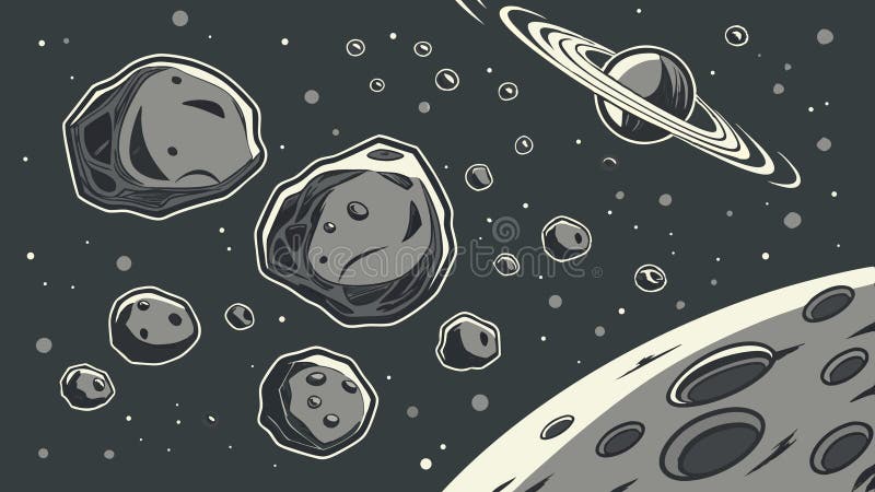 Asteroids in Space, Cosmic Scene, Space Rocks, Planetary Objects ...