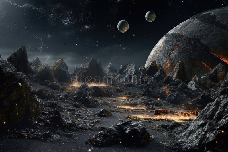 Asteroids Surface with Contrasting Light and Dark Areas Stock ...