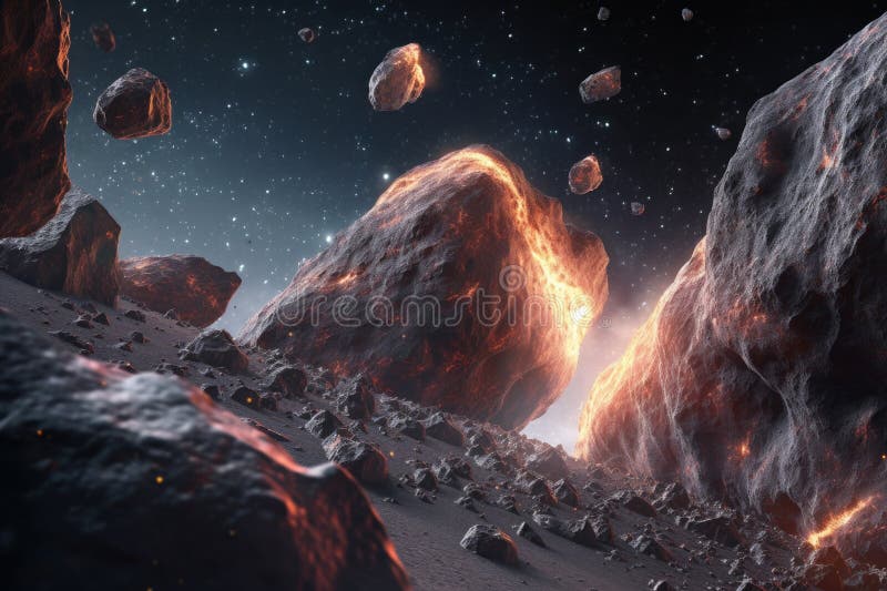 Asteroids Surface with Contrasting Light and Dark Areas Stock ...