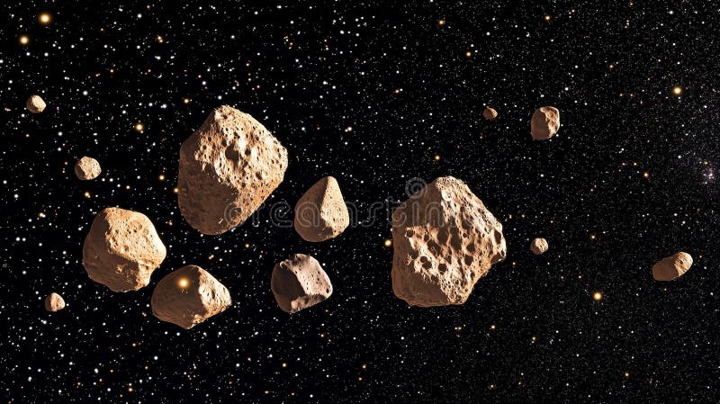 Ultra-realistic View of a Glowing Asteroid Belt with Scattered Rocks ...