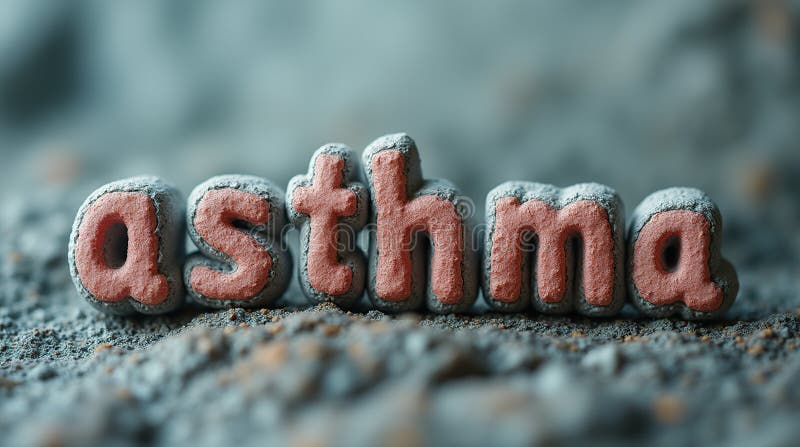 Asthma Concept with Stone Letters and Blurred Inhaler Stock ...