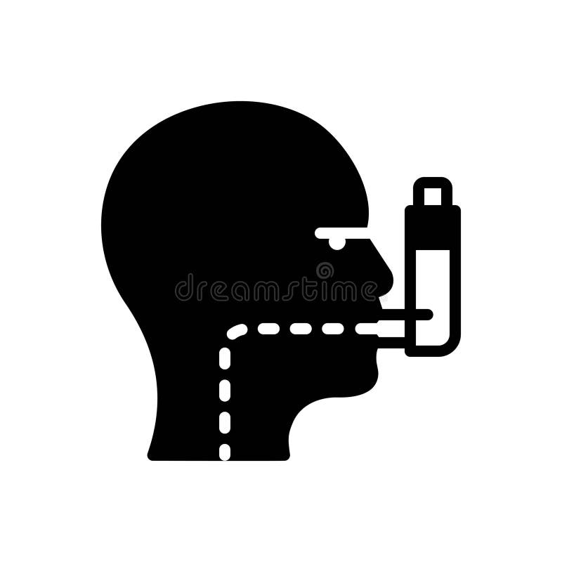 Black Solid Icon for Asthma, Respiration and Breathing Stock ...