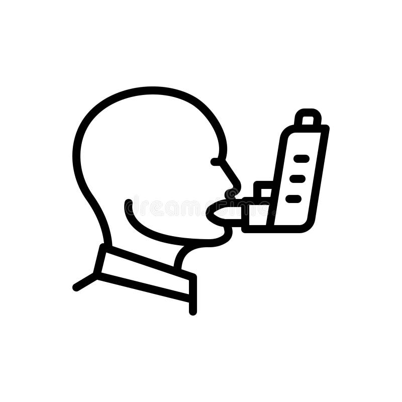 Black Line Icon for Asthma, Bronchial and Disease Stock Illustration ...