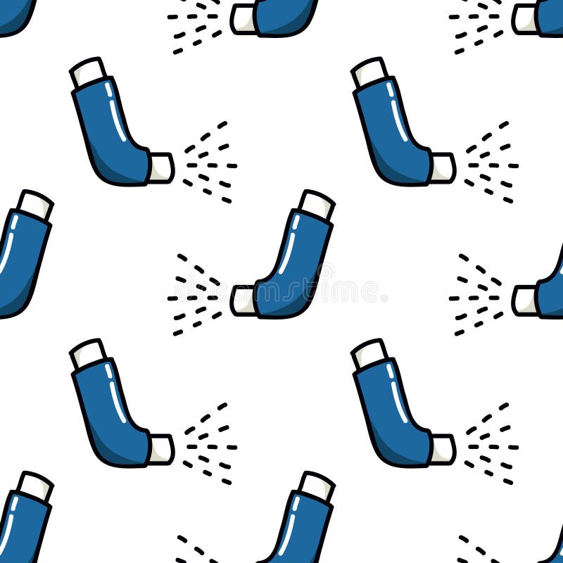 Asthma Inhaler Seamless Doodle Pattern, Vector Illustration Stock ...