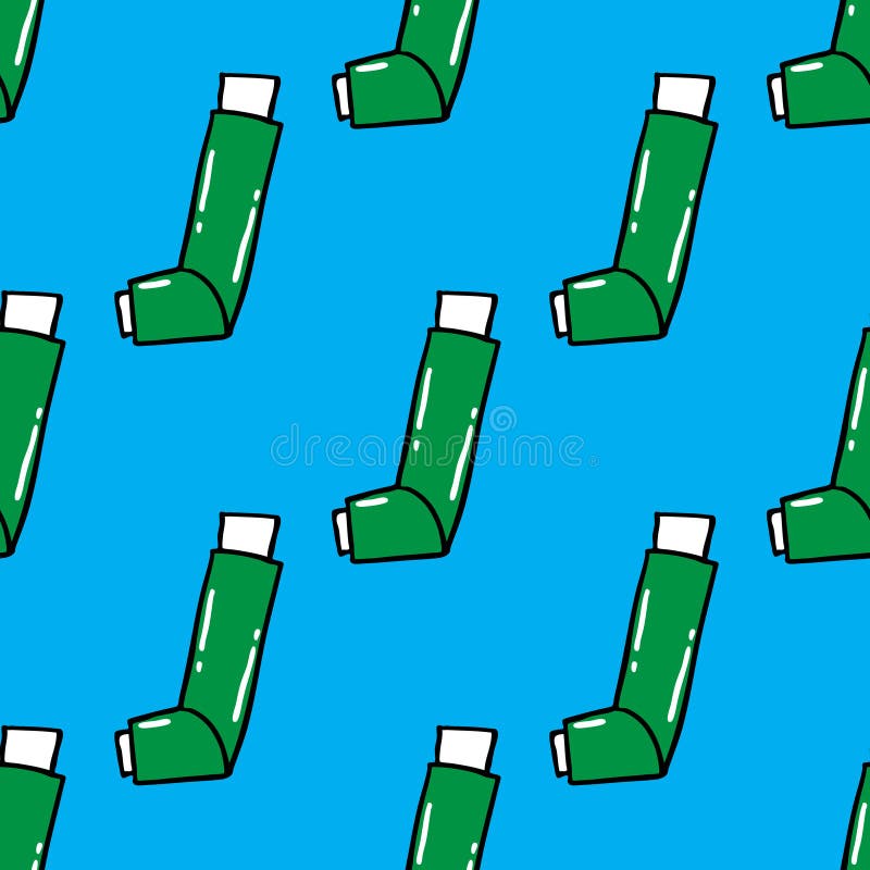 Asthma Inhaler Seamless Doodle Pattern, Vector Illustration Stock ...