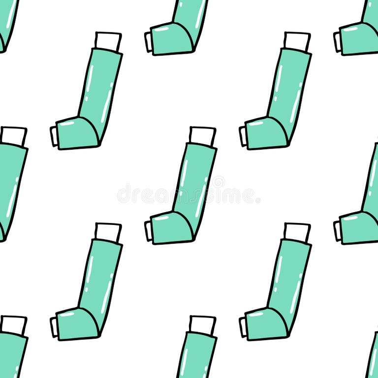 Asthma Inhaler Seamless Doodle Pattern, Vector Illustration Stock ...