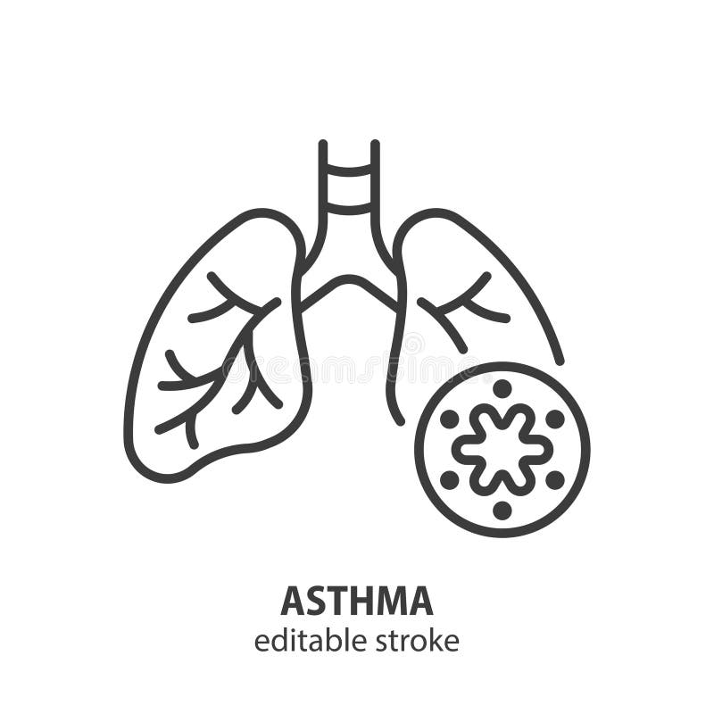 Asthma Line Icon. Airways during an Asthma Attack. Bronchial Edema ...