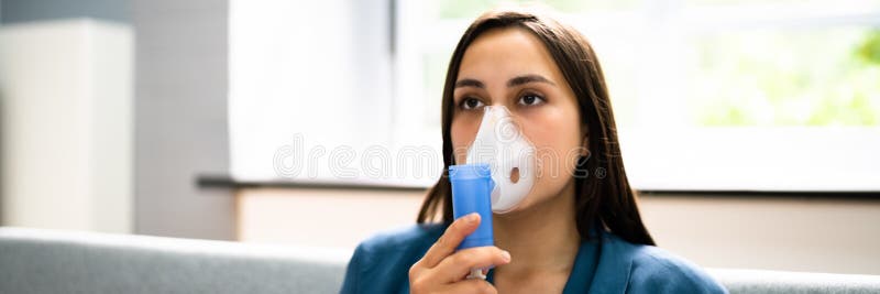 Asthma Patient Breathing Using Oxygen Mask Stock Image - Image of ...