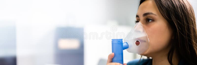 Asthma Patient Breathing Using Oxygen Mask Stock Image - Image of ...