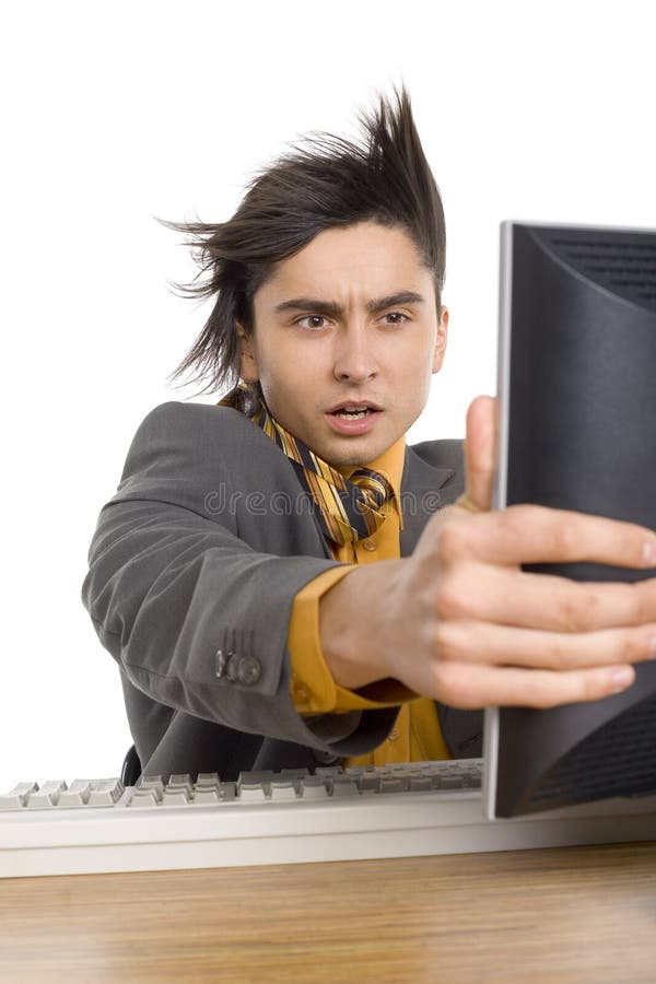 Man at the computer stock photo. Image of view, speed - 2194490